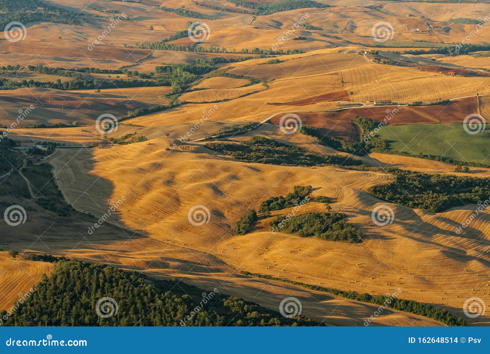 Aerial View of Tuscan Fields and Hills Stock Photo - Image of ...