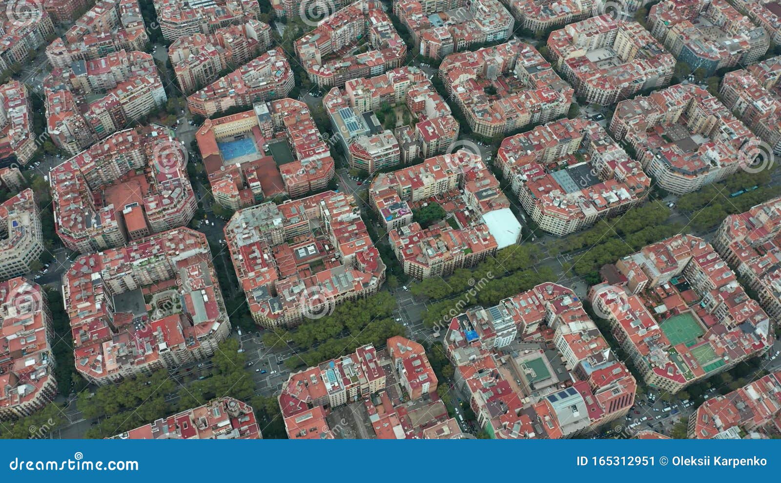 Aerial View. Typical Square Quarters of Barcelona. Stock Video - Video ...
