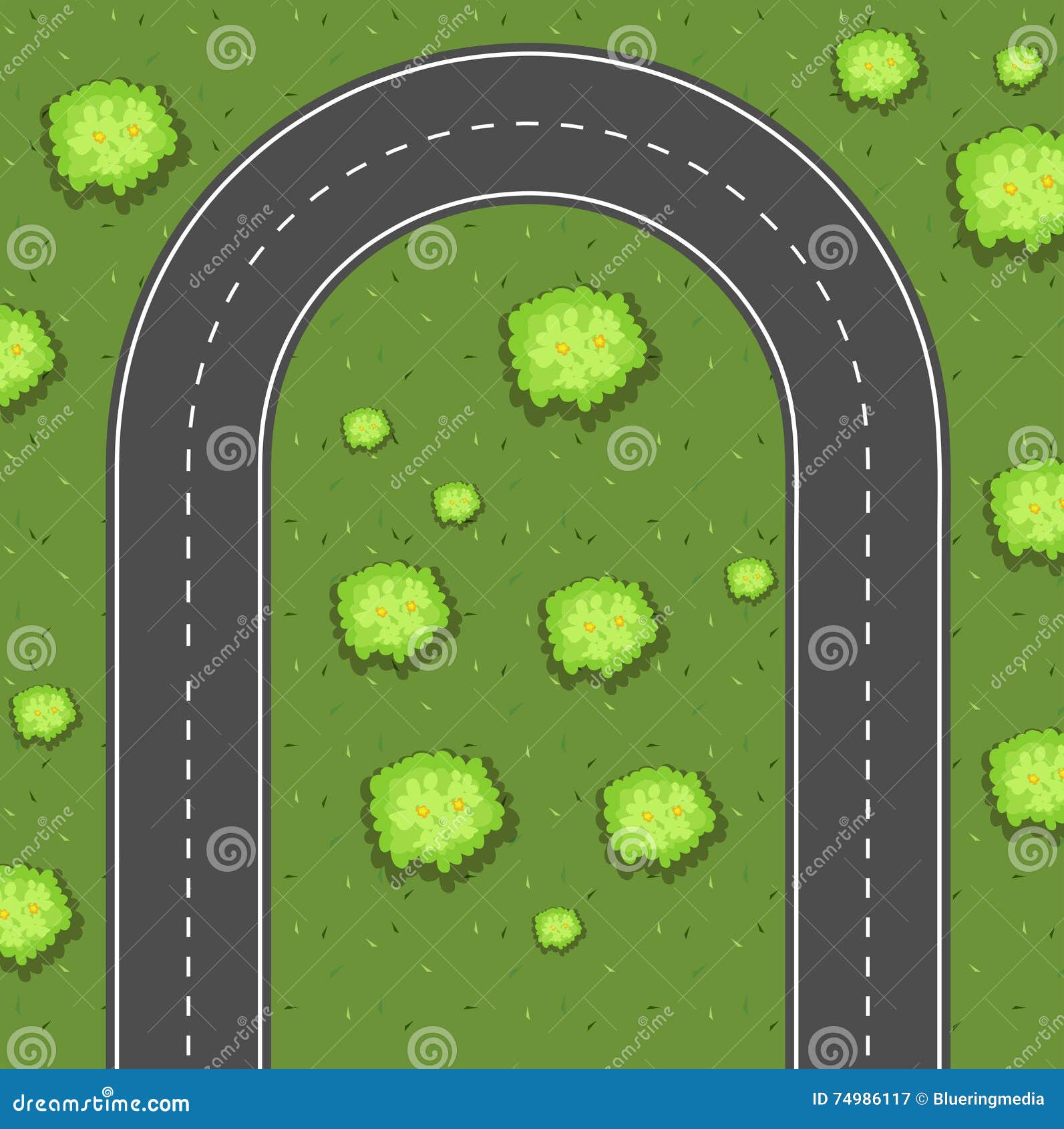 Aerial view of u-turn road stock vector. Illustration of curve - 74986117