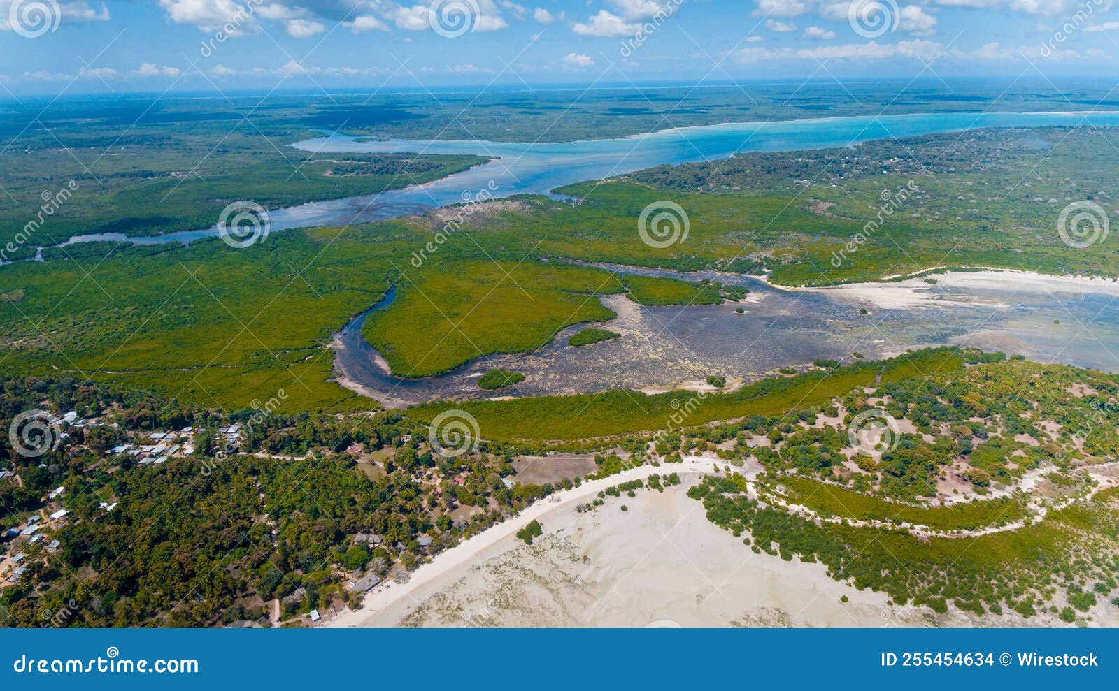 Aerial View of the Unguja Ukuu in Zanzibar Stock Photo - Image of beach ...