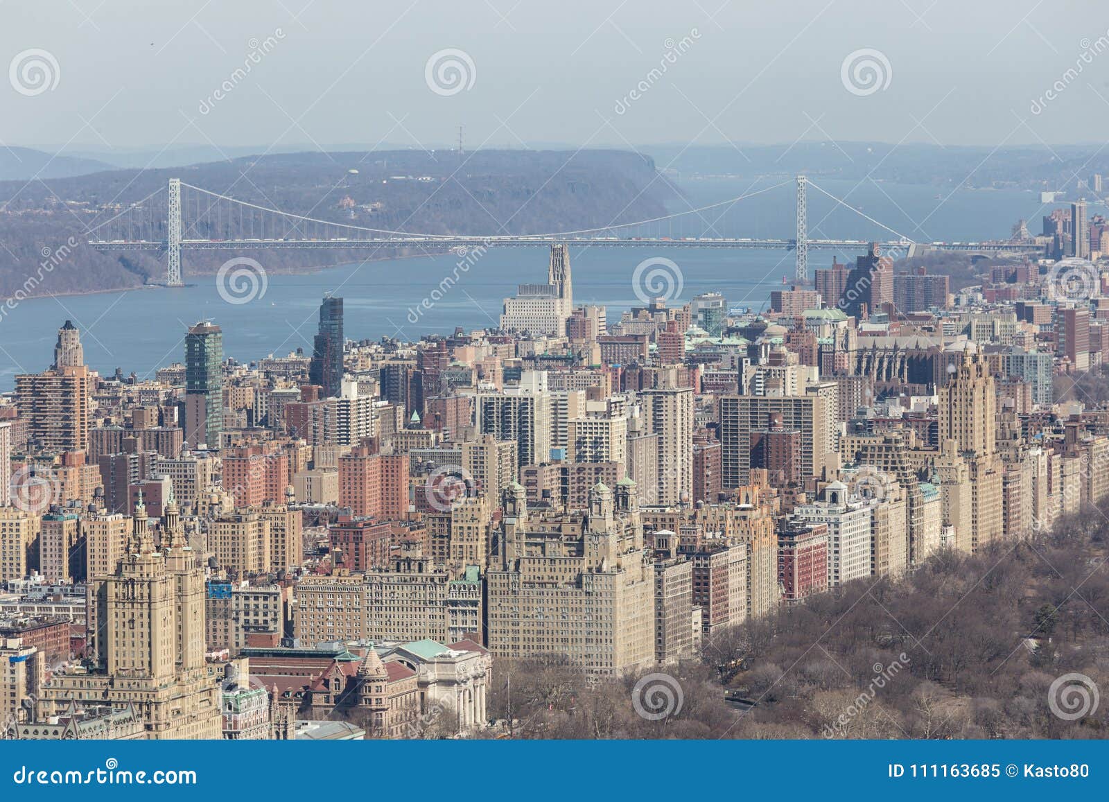 Aerial View of Upper West Side and George Washington Bridge Stock Image ...