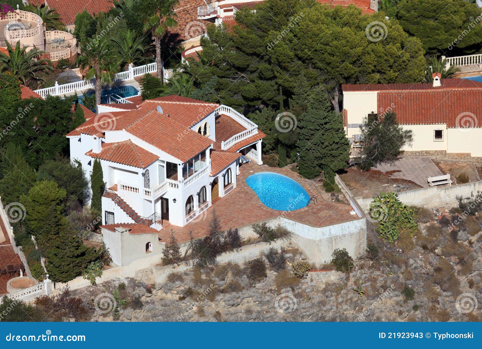 Aerial View of a Vacation Villa Stock Image - Image of spanish, luxury ...