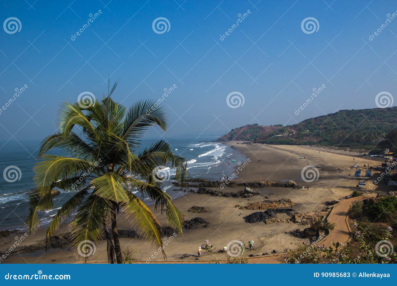 Aerial View of Vagator Beach in North Goa, India Stock Image - Image of ...