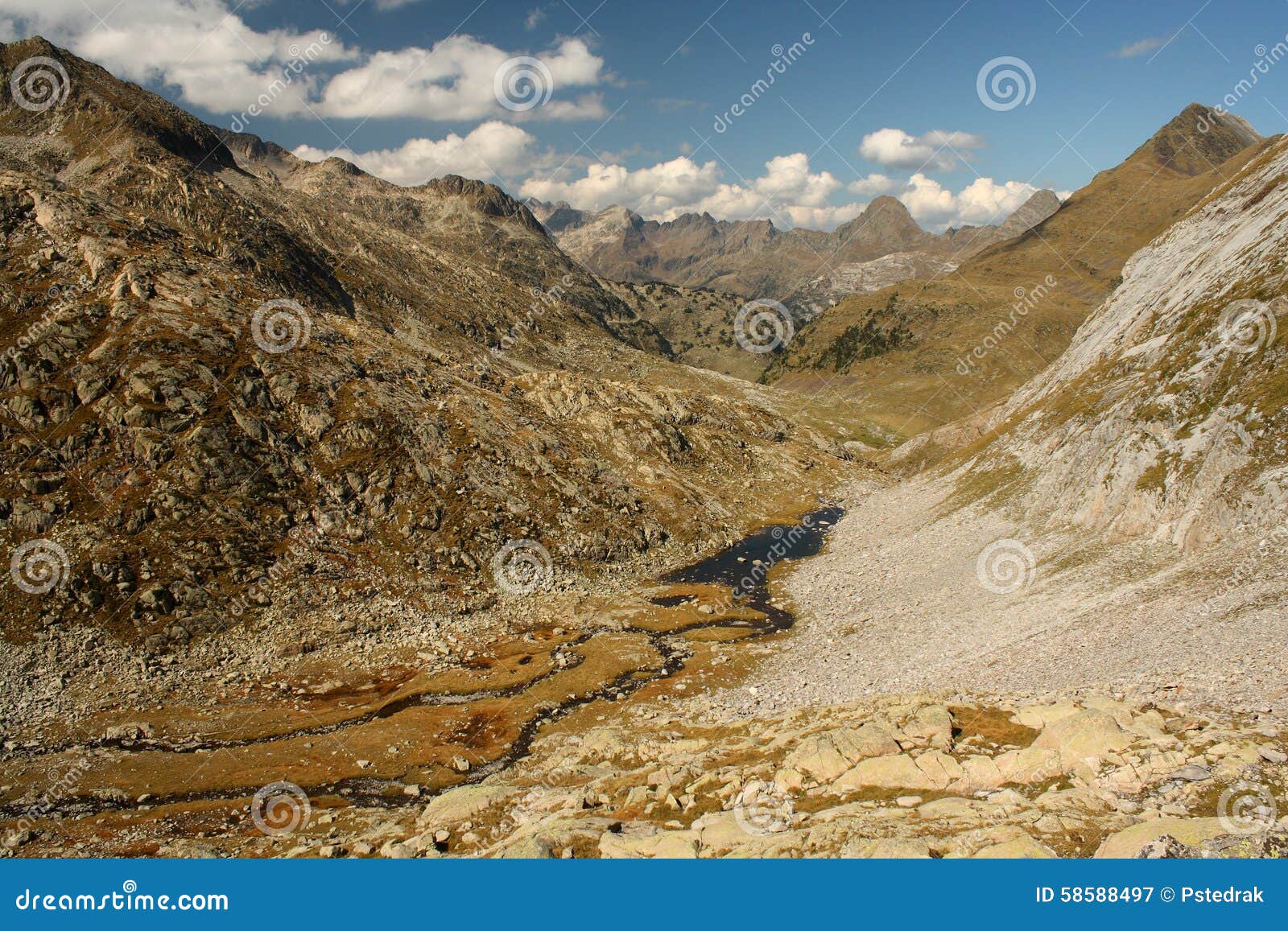 Aerial View of Valley in Pyrenees Stock Image - Image of meandering ...