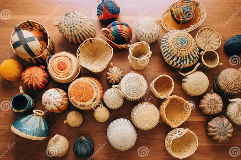 Aerial View of Various Baskets in Different Stages Stock Photo - Image ...