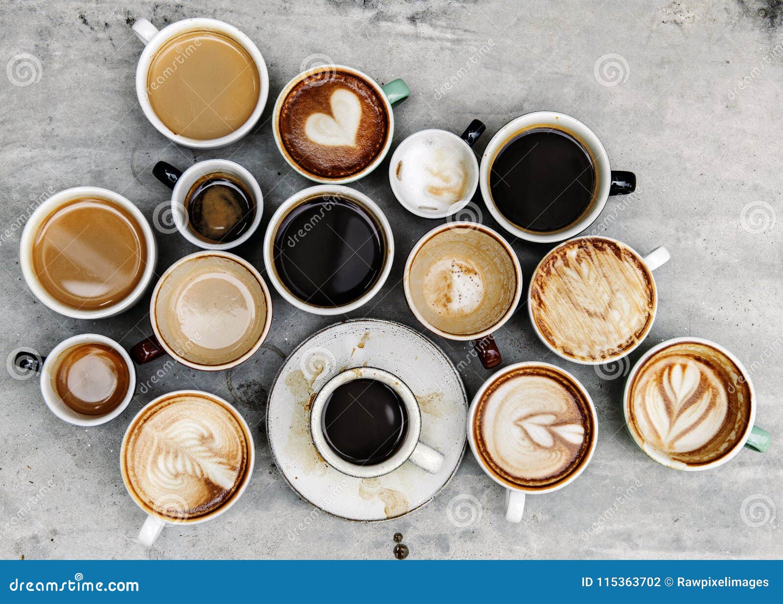 Aerial View of Various Coffee Stock Photo - Image of lifestyle, group ...