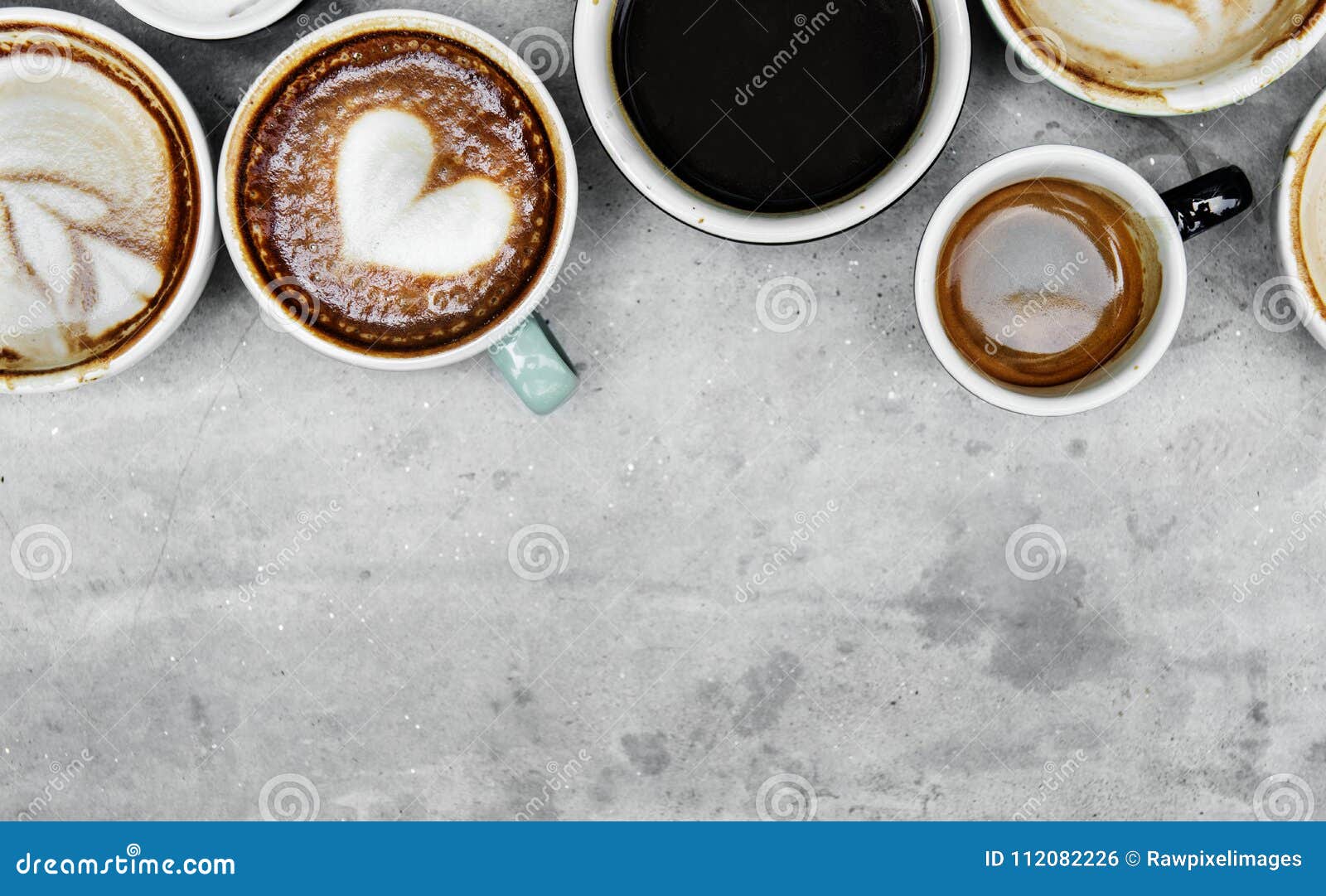 Aerial View of Various Coffee Collection Stock Photo - Image of cupping ...