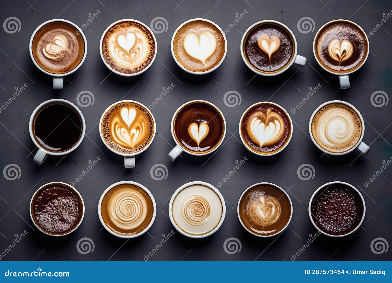 Aerial View of Various Coffee Cups Ai Generated Stock Photo - Image of ...
