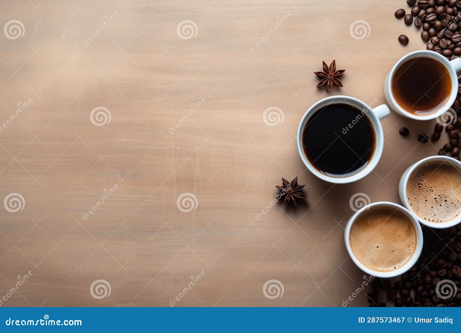 Aerial View of Various Coffee Cups Ai Generated Stock Image - Image of ...