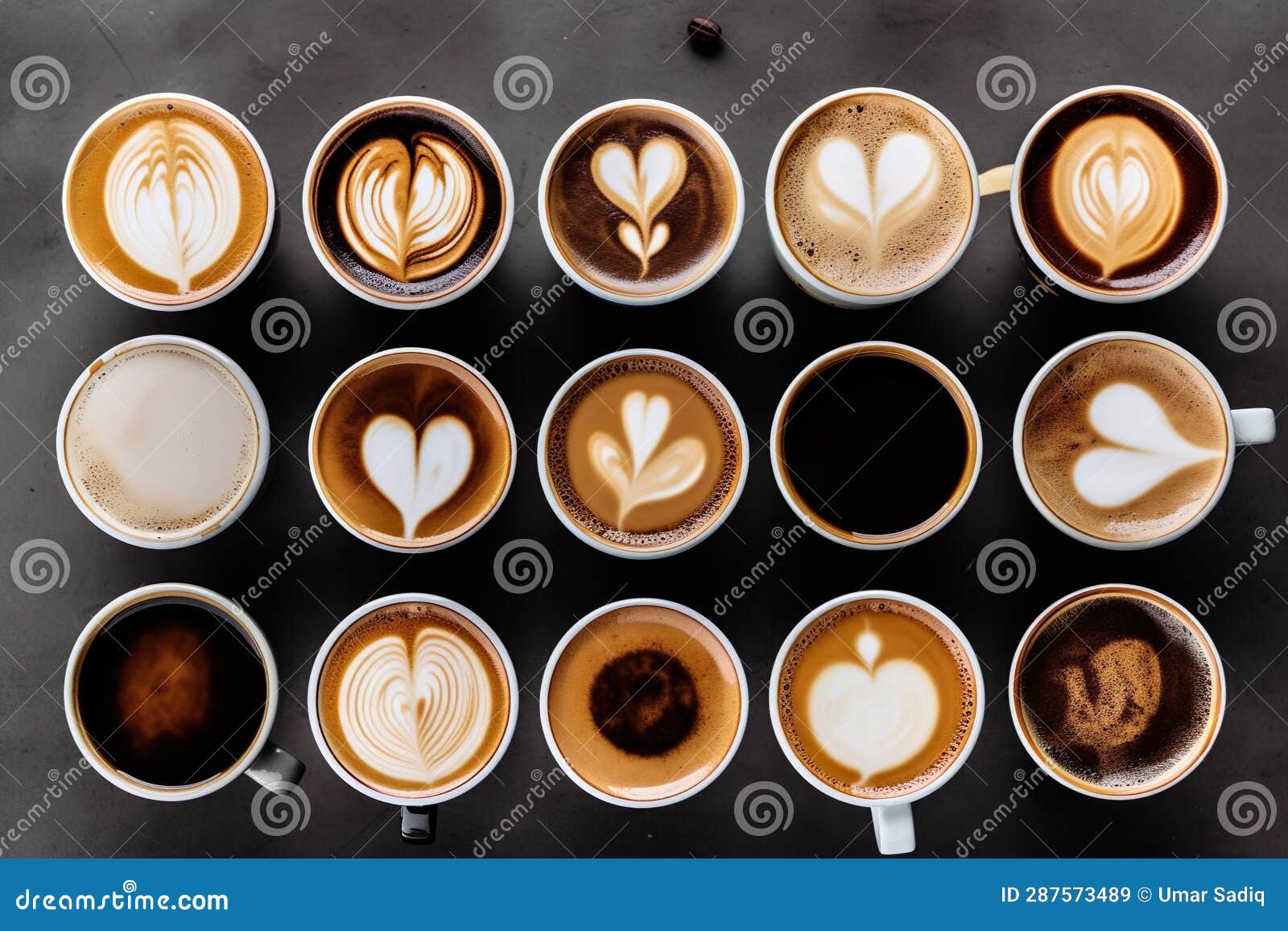 Aerial View of Various Coffee Cups Ai Generated Stock Image - Image of ...