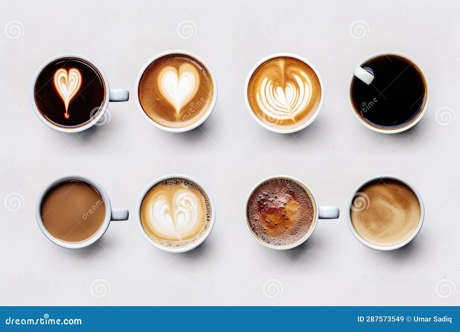 Aerial View of Various Coffee Cups Ai Generated Stock Image - Image of ...