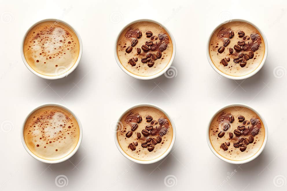 Aerial View of Various Coffee Cups Ai Generated Stock Image - Image of ...