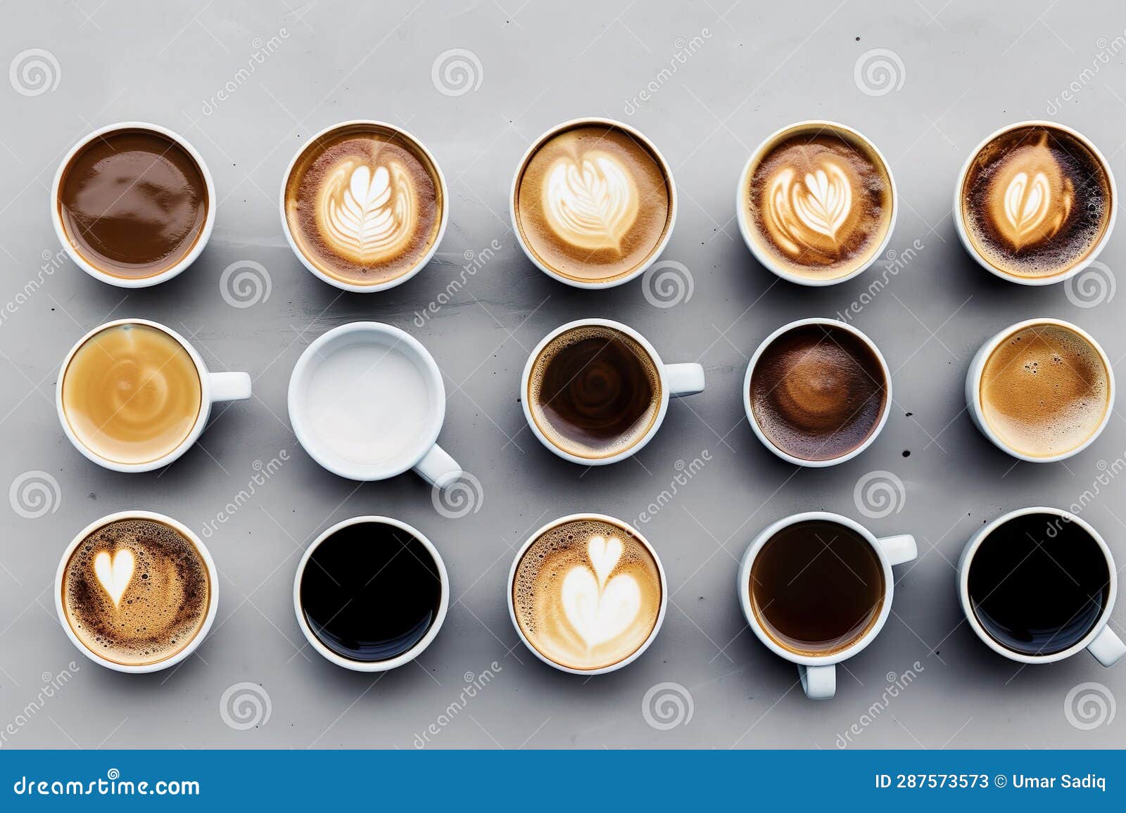 Aerial View of Various Coffee Cups Ai Generated Stock Image - Image of ...
