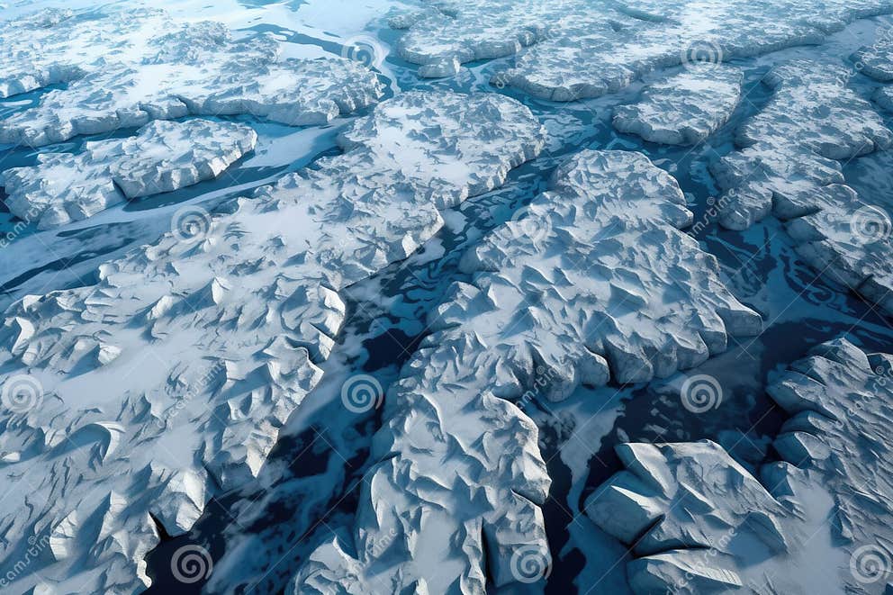 Aerial View of Vast Ice Sheet with Unique Textures Stock Image - Image ...
