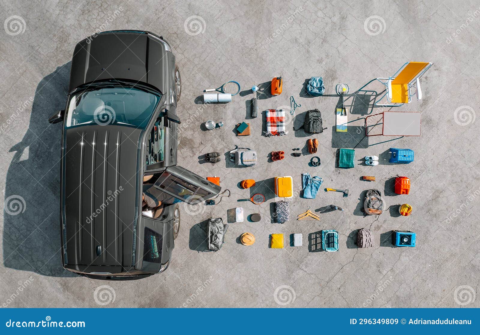 Top View of Car and Objects Stock Image - Image of aerial, adventure ...