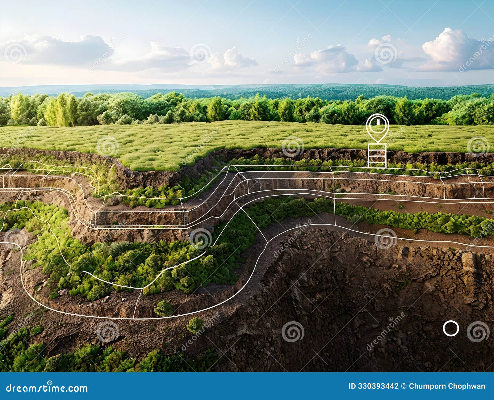 Aerial View of Verdant Land Parcel with Estate Development Plans and ...