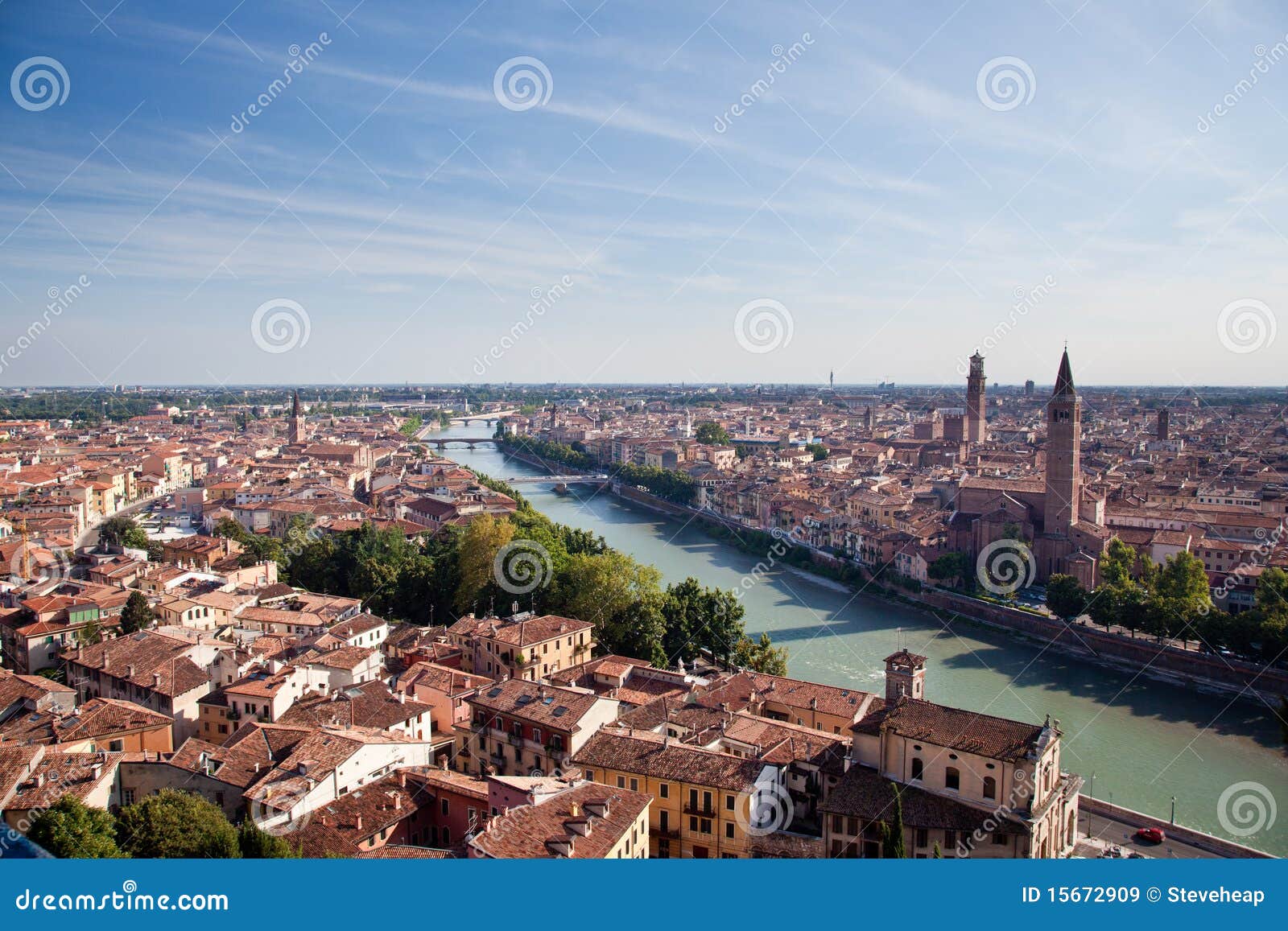 Aerial view of Verona stock image. Image of medieval - 15672909