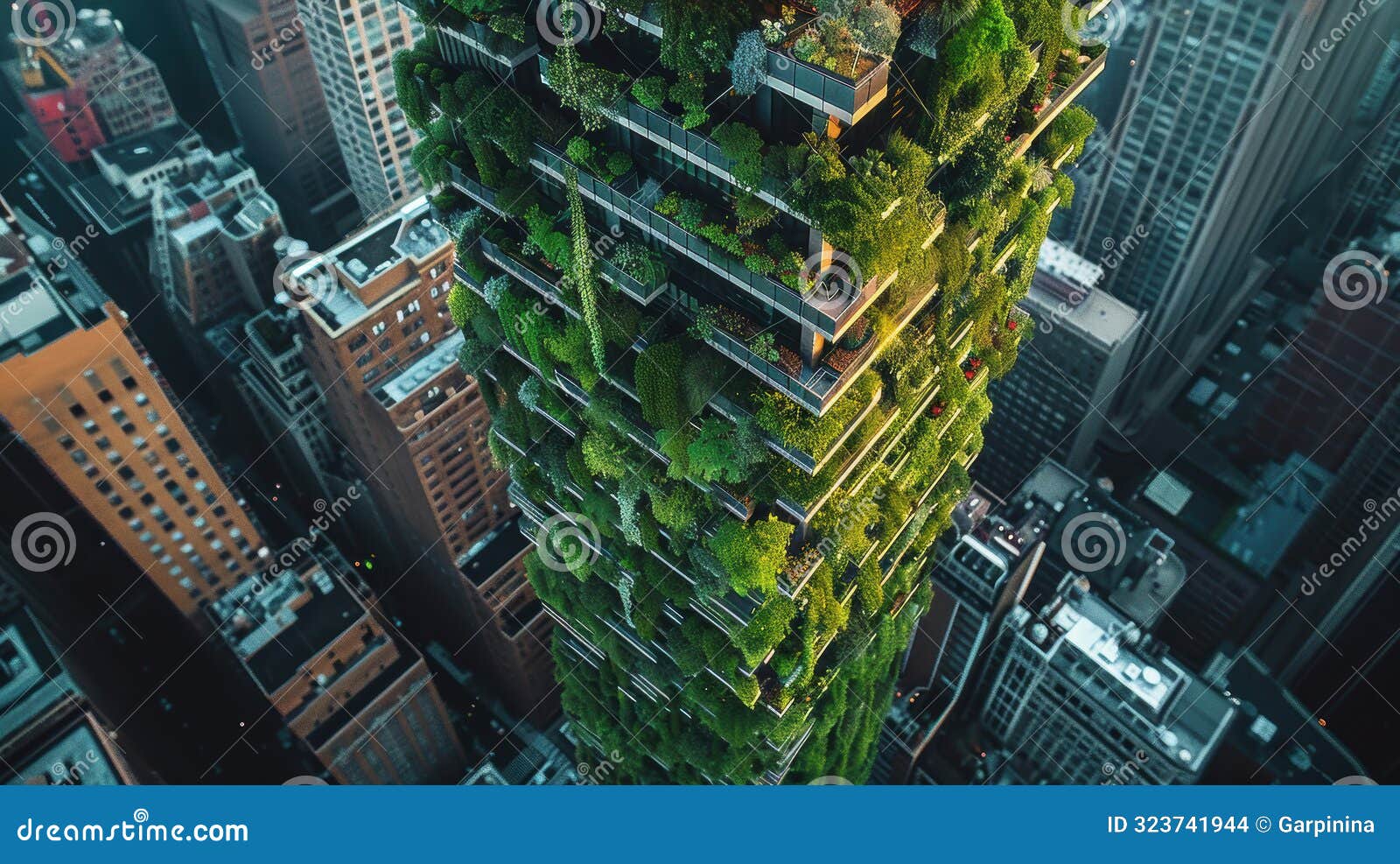 Aerial View of a Vertical Farm Built on a Skyscraper in an Urban ...
