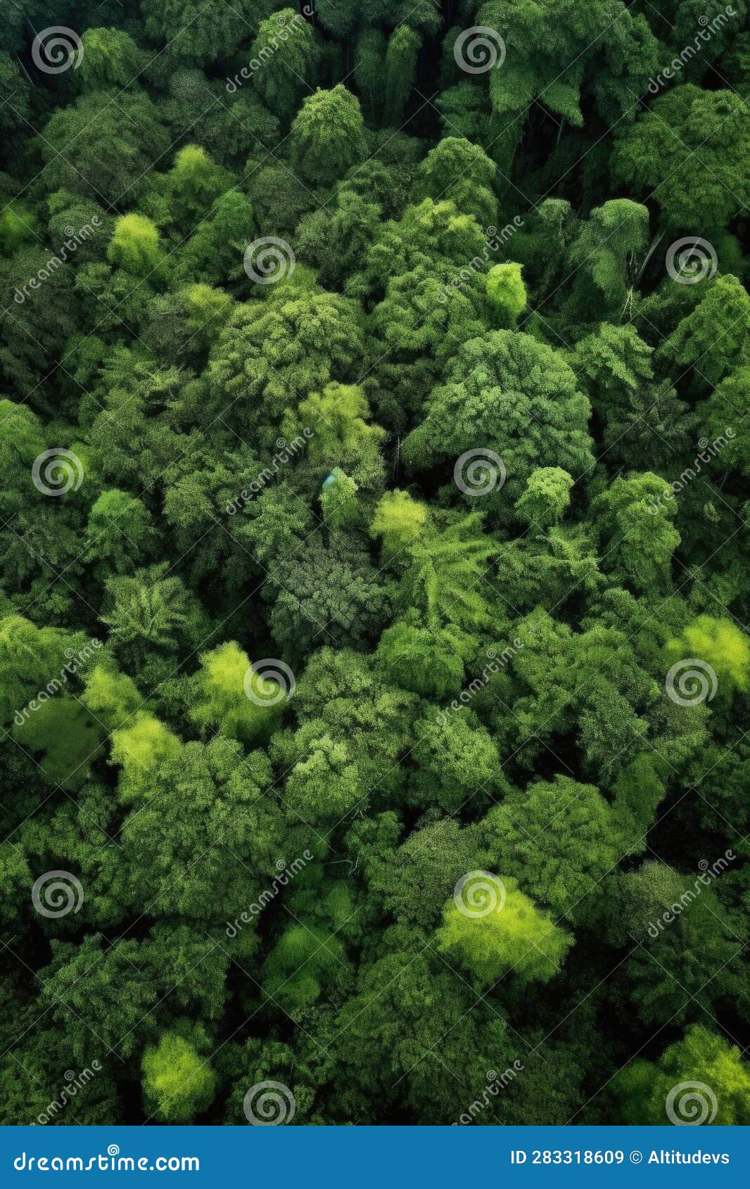 Aerial View of Vibrant Green Treetops in Dense Forest Stock ...