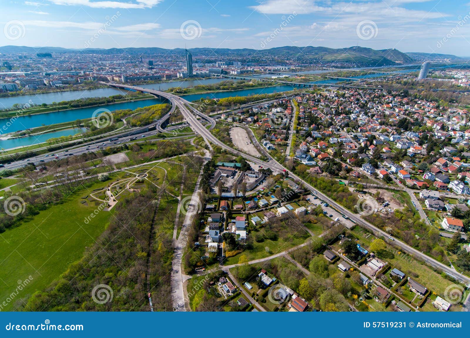 Aerial View of Vienna; Donau Tower Stock Image - Image of capital ...