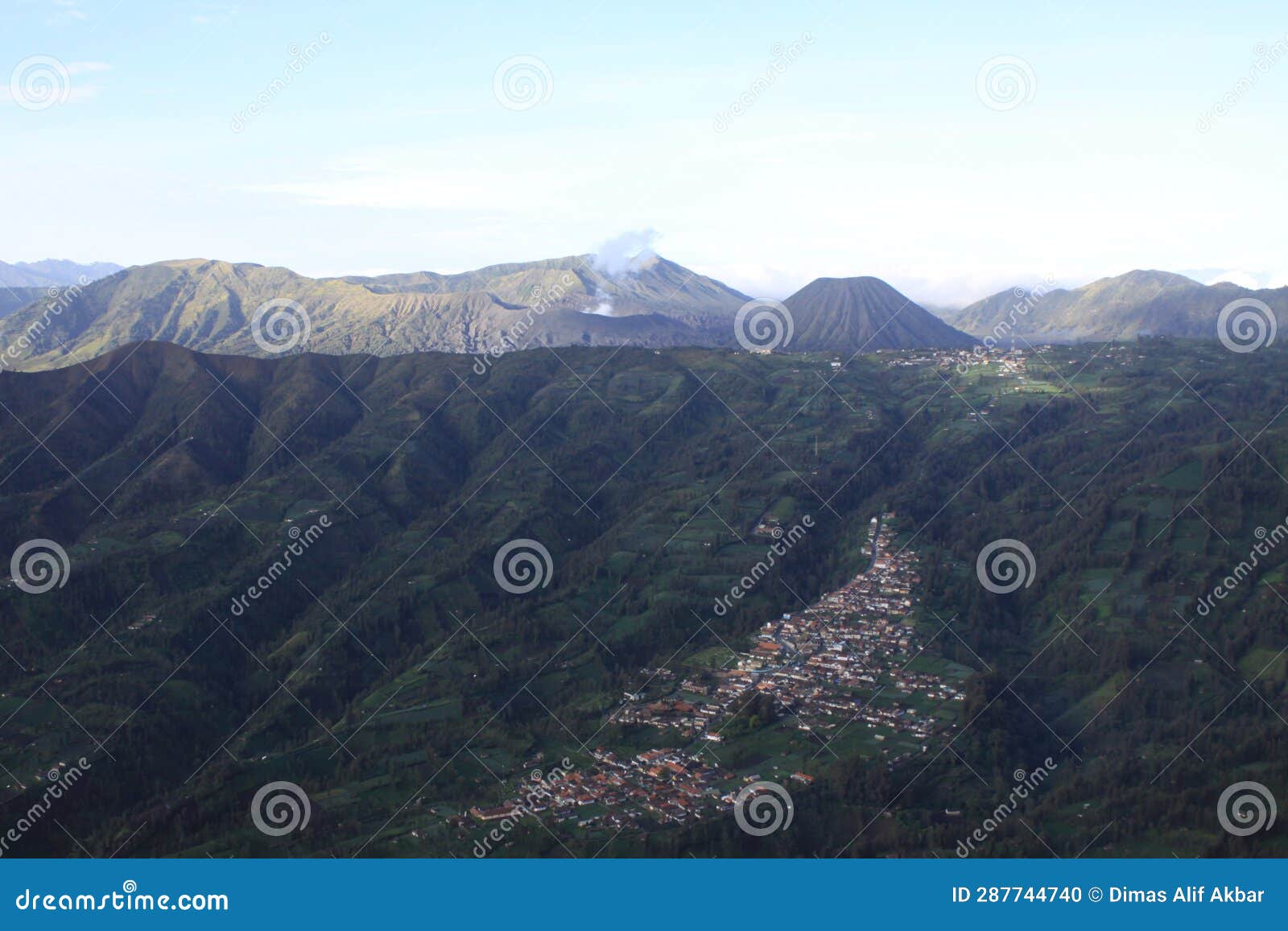 Aerial View of a Village in Foot of the Mountain Stock Photo - Image of ...