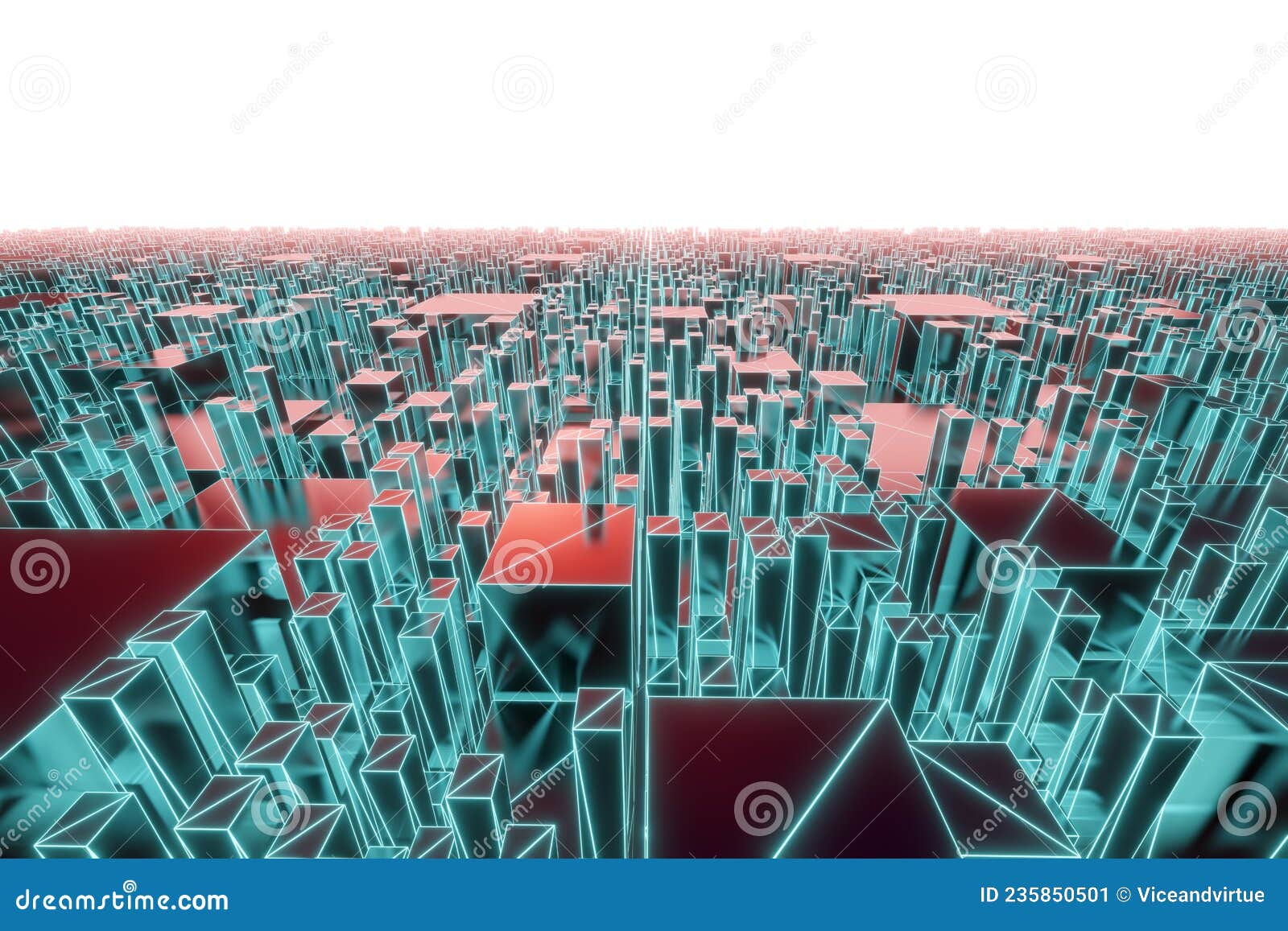 Aerial View of Virtual City in Meta Universe, 3D Rendering Concept of ...