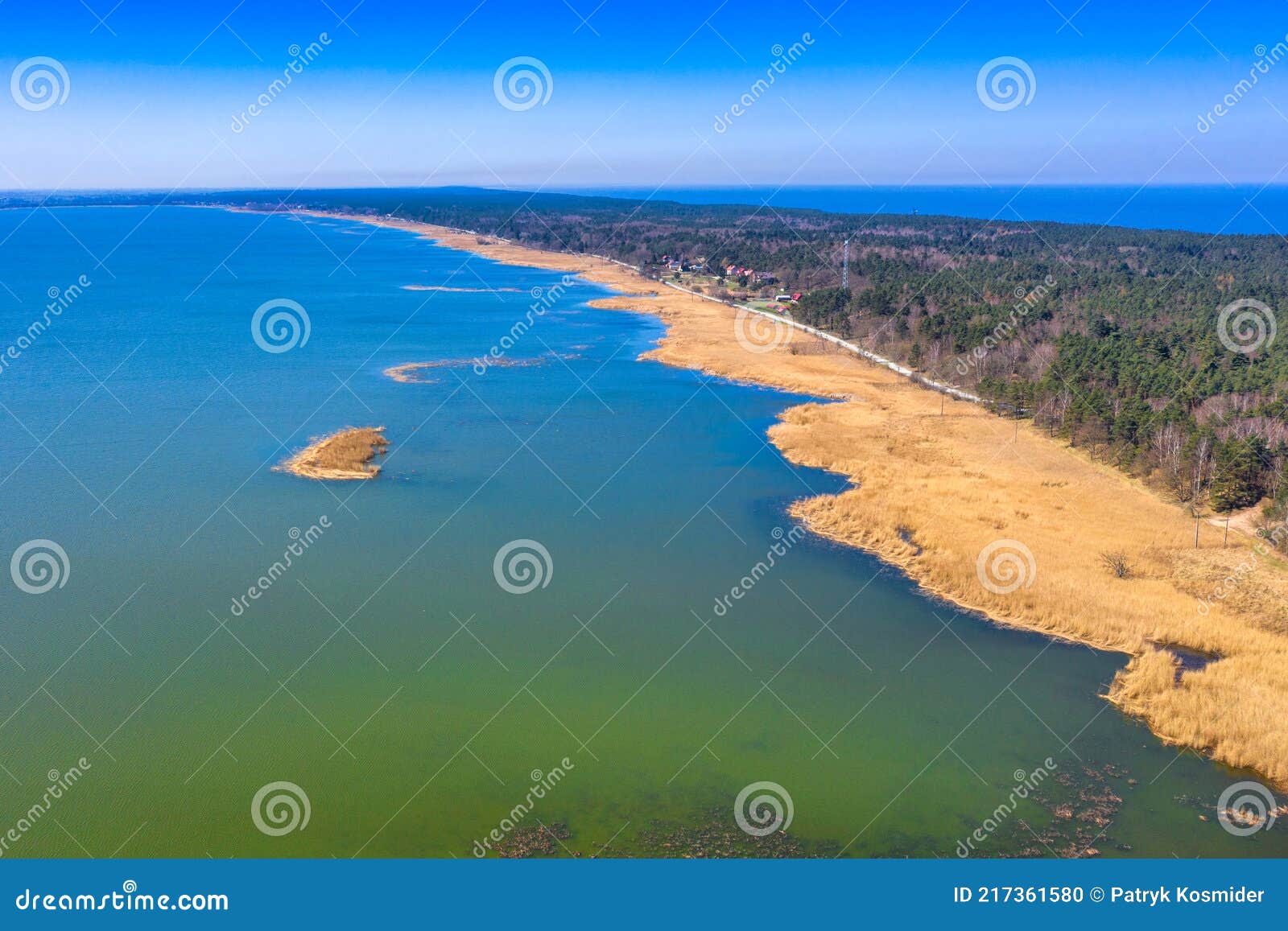 Aerial View of the Vistula Lagoon and the Vistula Spit. Poland Stock ...