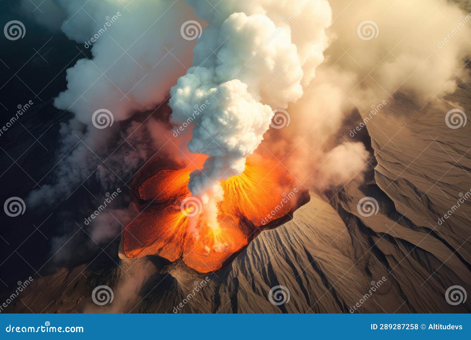 Aerial View of Volcanic Eruption Stock Photo - Image of natural ...
