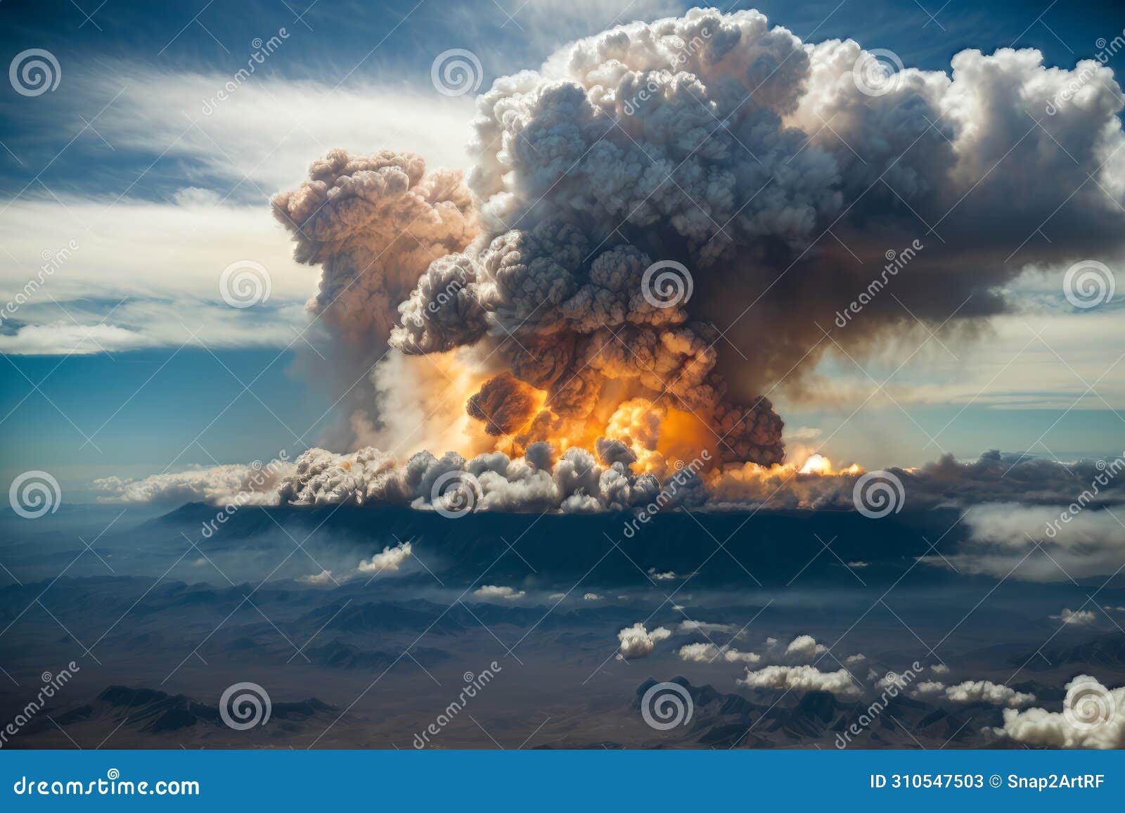 Aerial View Of Volcanic Explosion, Created With Generative AI ...