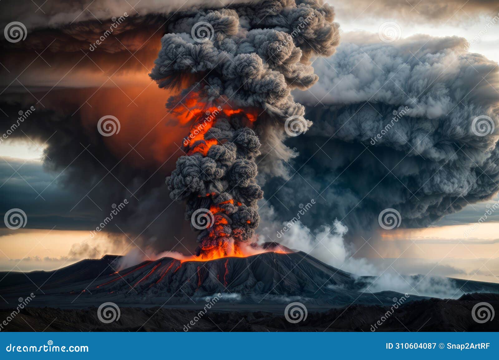 Aerial View Of Volcanic Explosion, Created With Generative AI ...