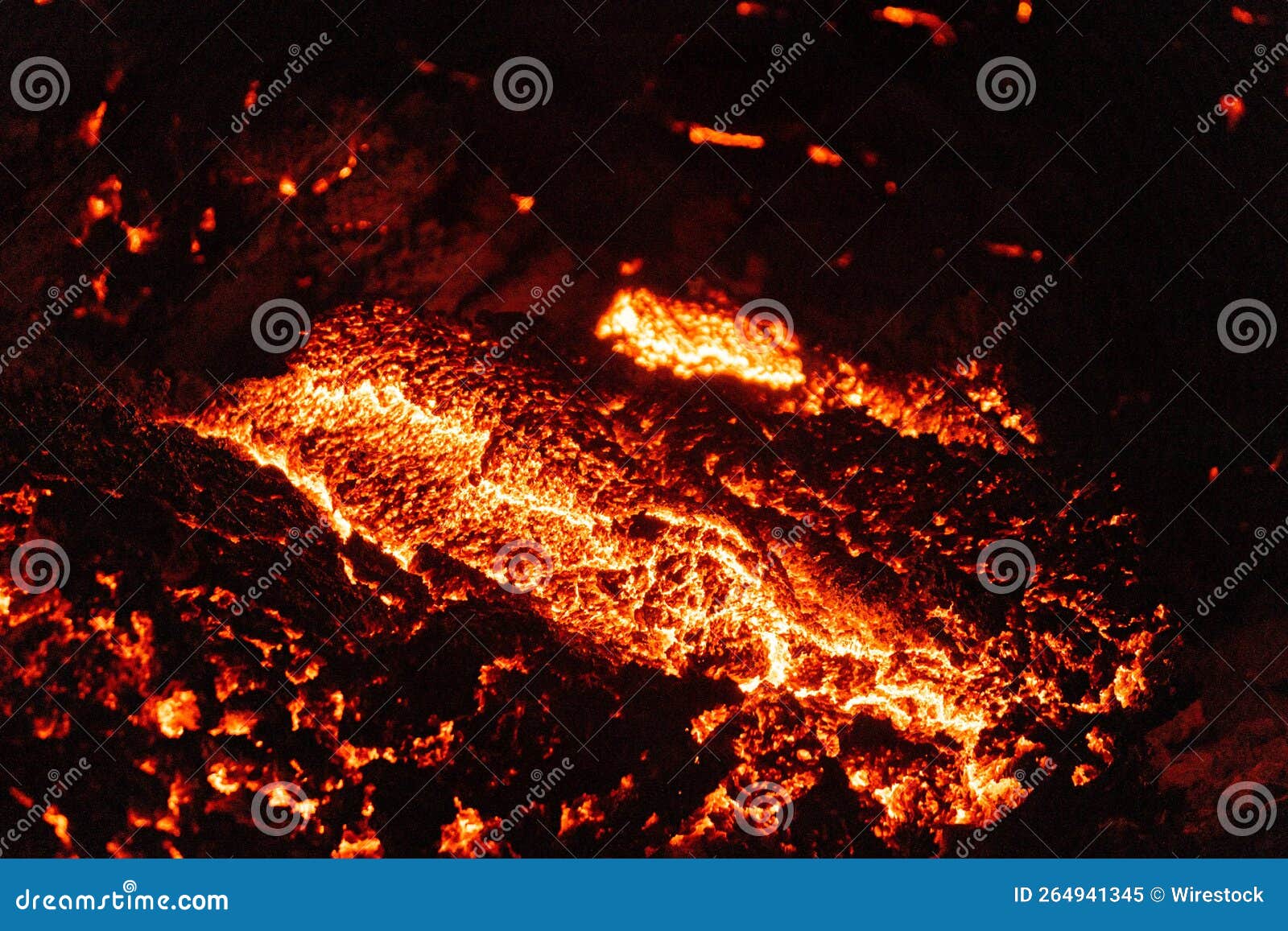 Aerial View of the Volcano Eruption at Night Stock Image - Image of ...