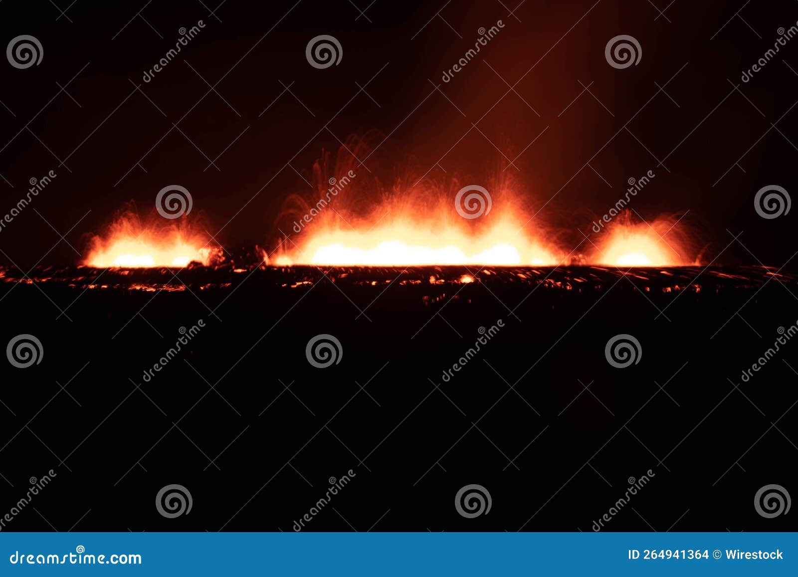 Aerial View of the Volcano Eruption at Night Stock Photo - Image of ...