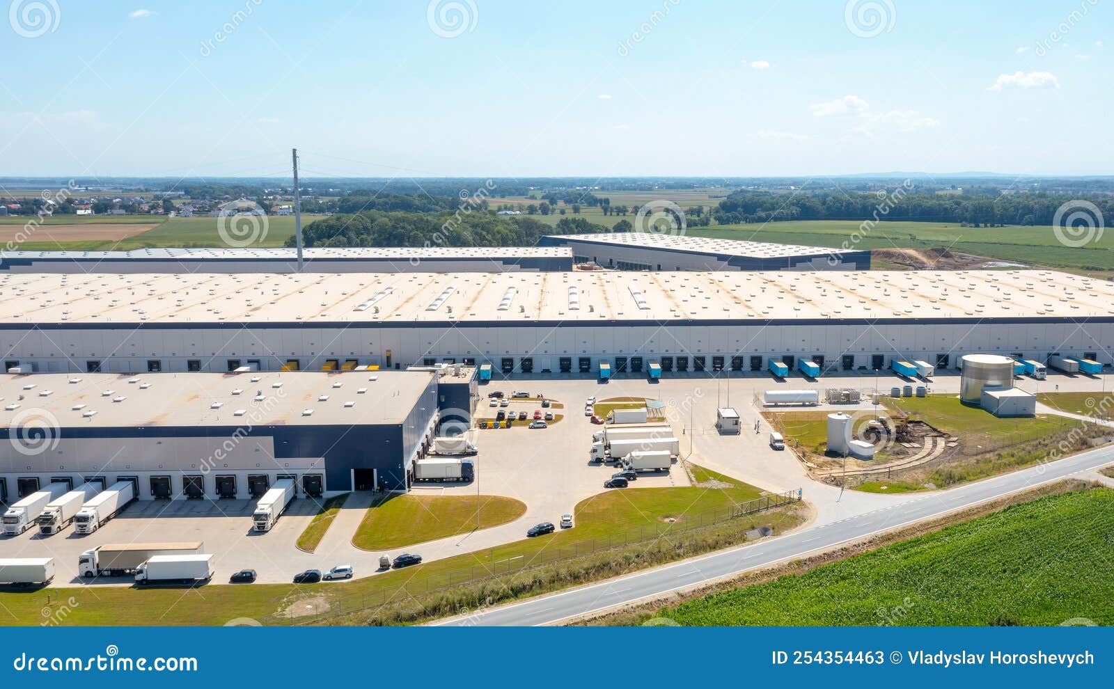 Aerial View of a Warehouse of Goods. Logistic Warehouse Buildings and ...
