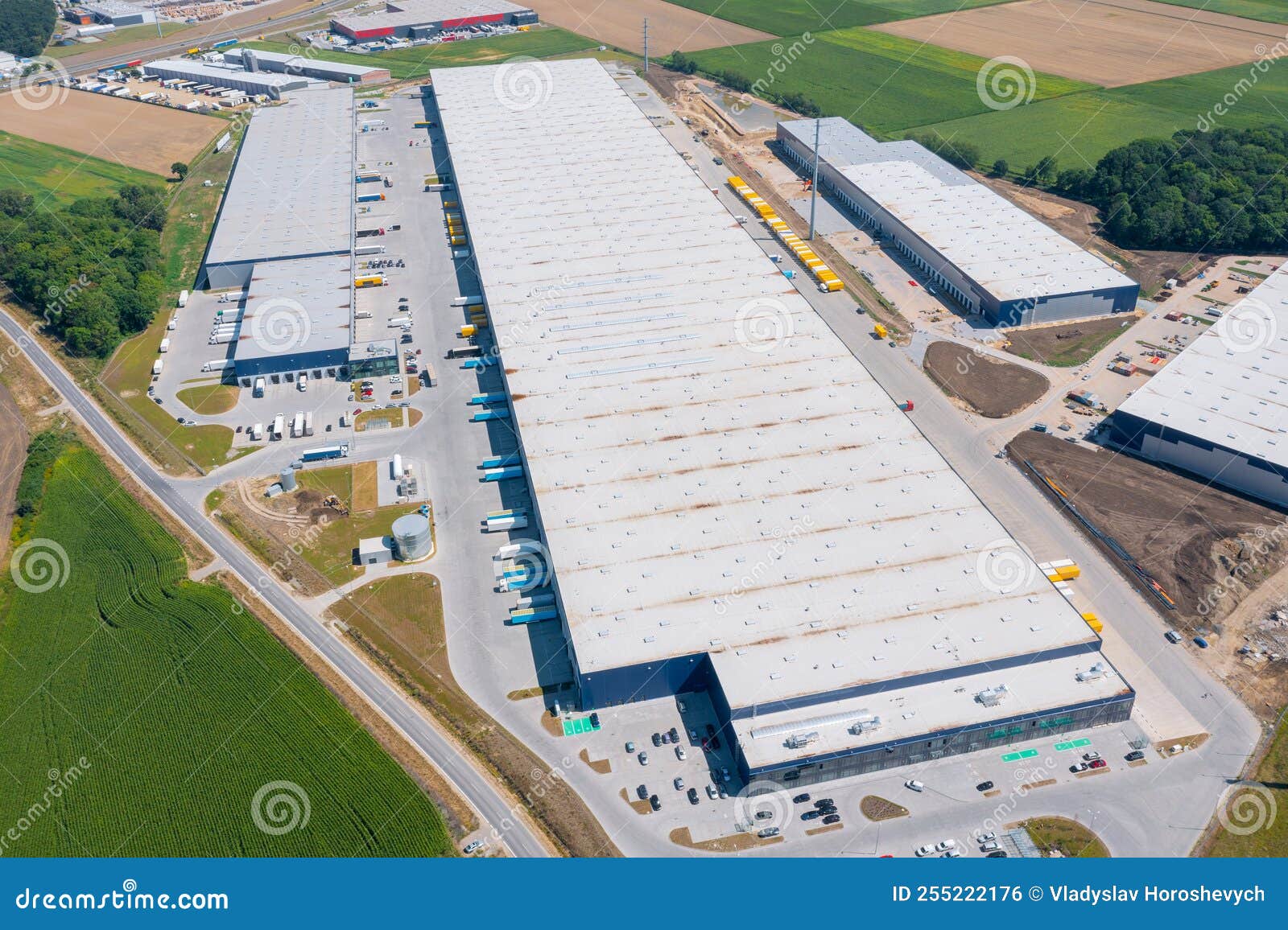 Aerial View of a Warehouse of Goods. Logistic Warehouse Buildings and ...