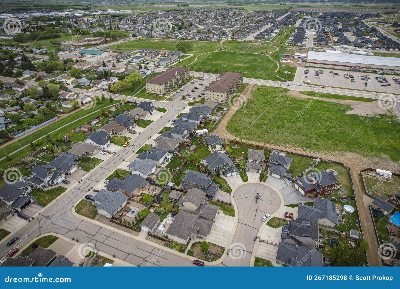 Aerial View of Warman in Central Saskatchewan, Canada Stock Photo ...