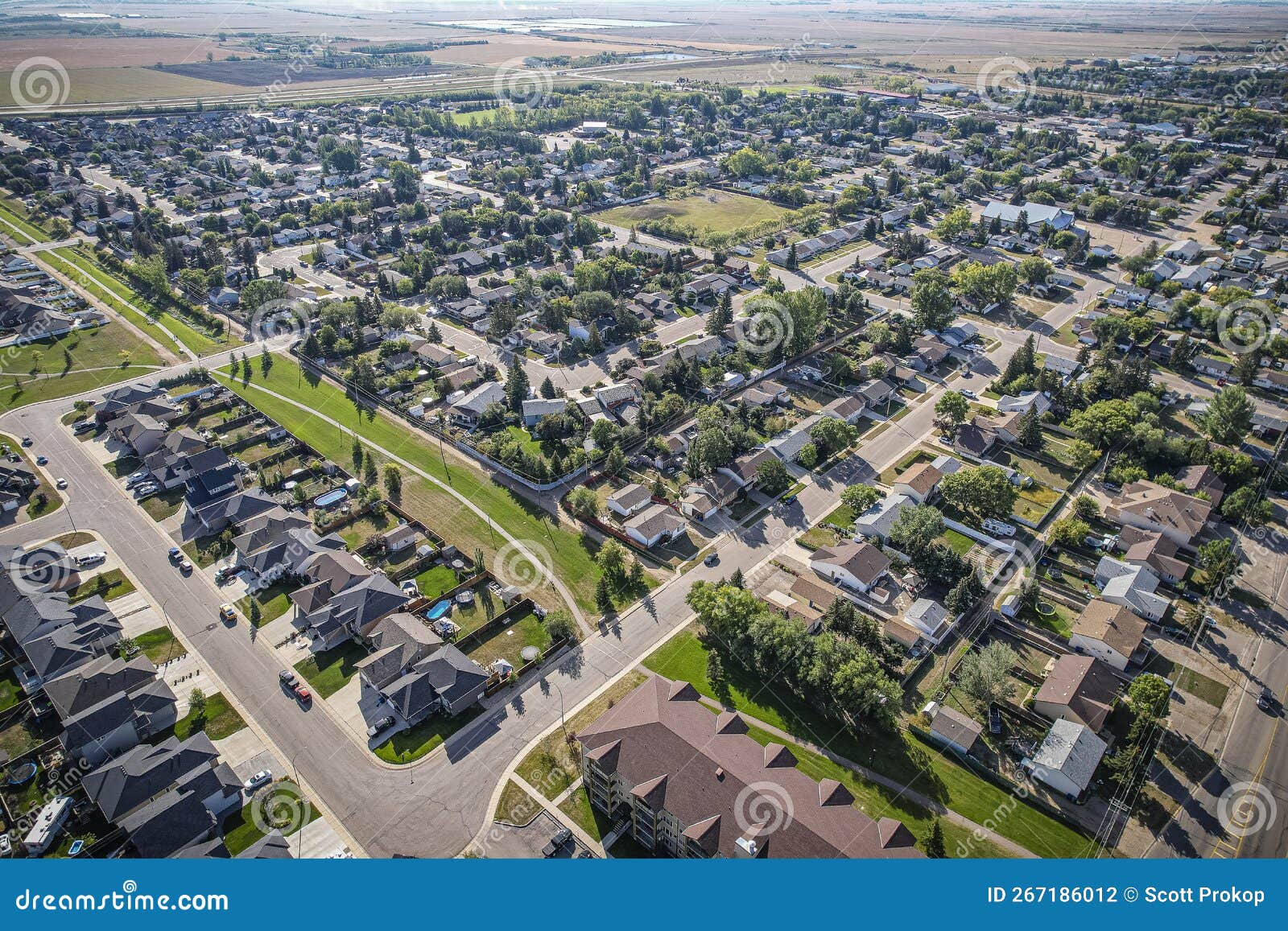 Aerial View of Warman in Central Saskatchewan, Canada Stock Photo ...