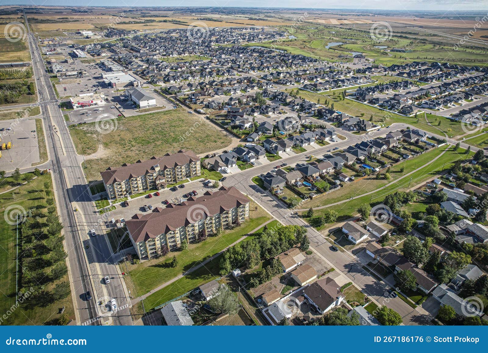 Aerial View of Warman in Central Saskatchewan, Canada Stock Photo ...