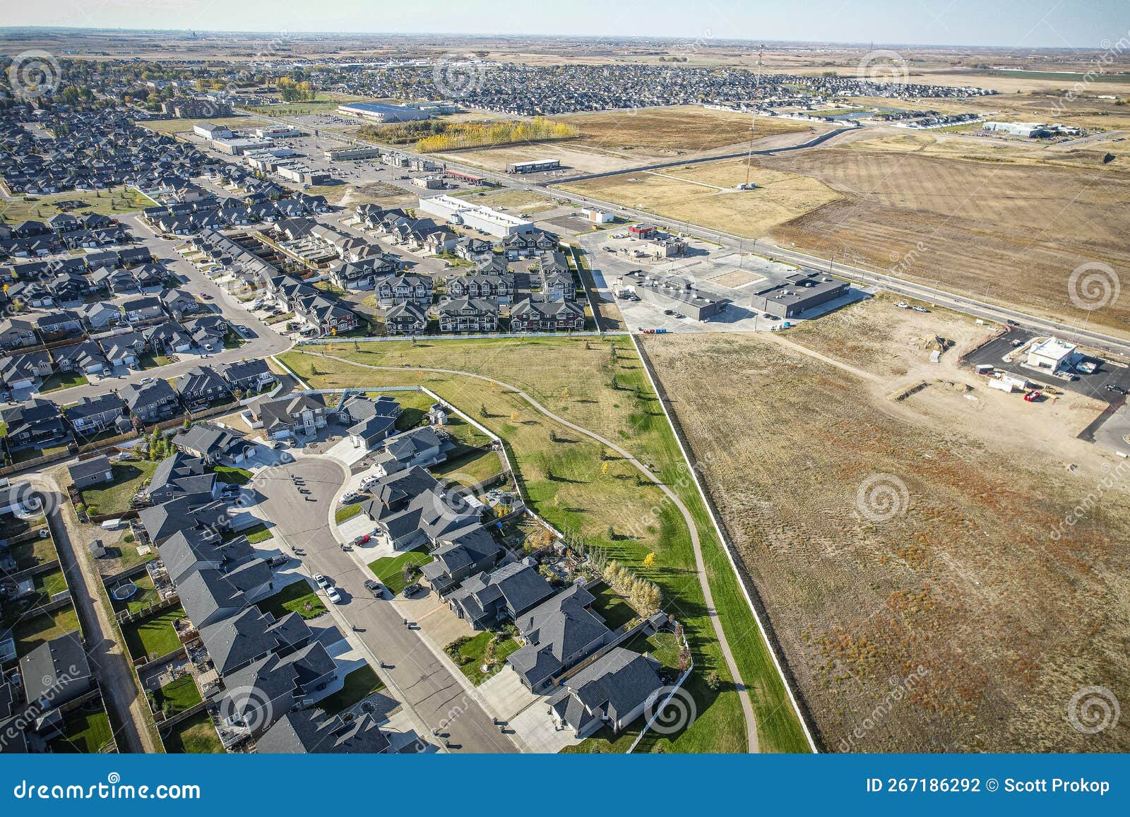Aerial View of Warman in Central Saskatchewan, Canada Stock Photo ...