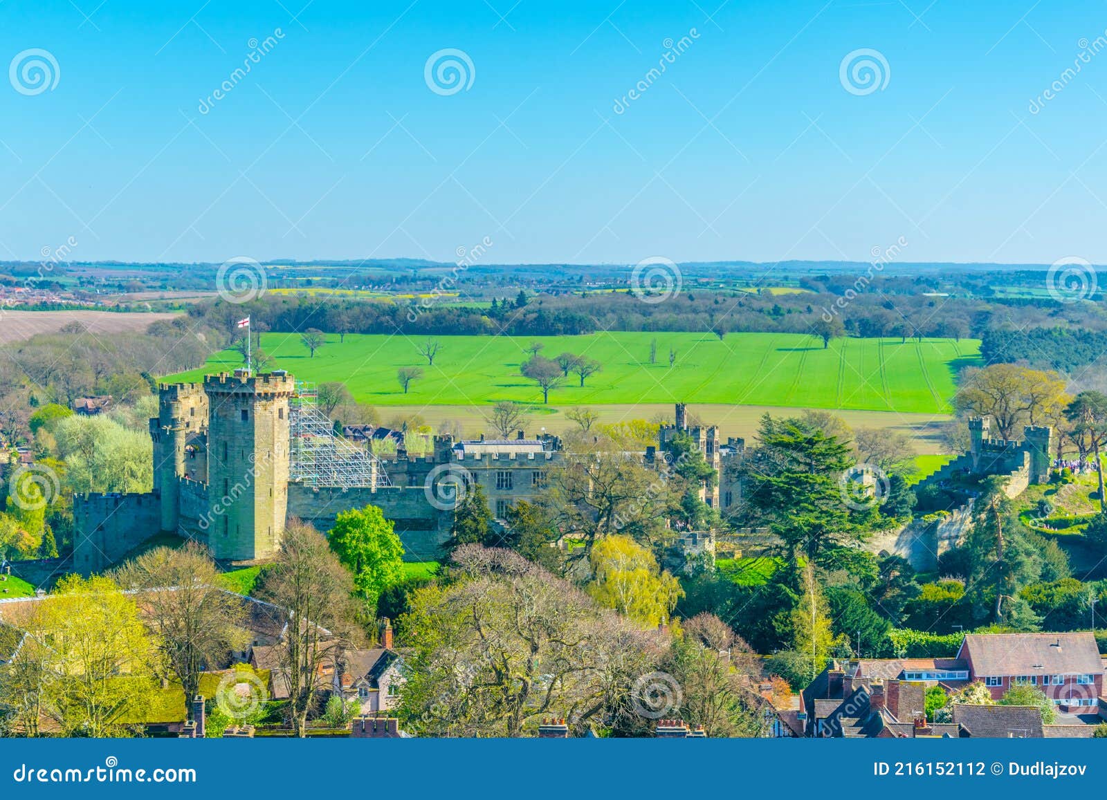 Aerial View of the Warwick Castle, England Stock Photo - Image of ...