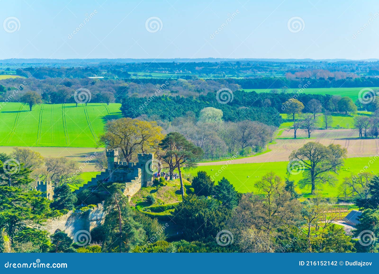 Aerial View of the Warwick Castle, England Stock Photo - Image of stone ...