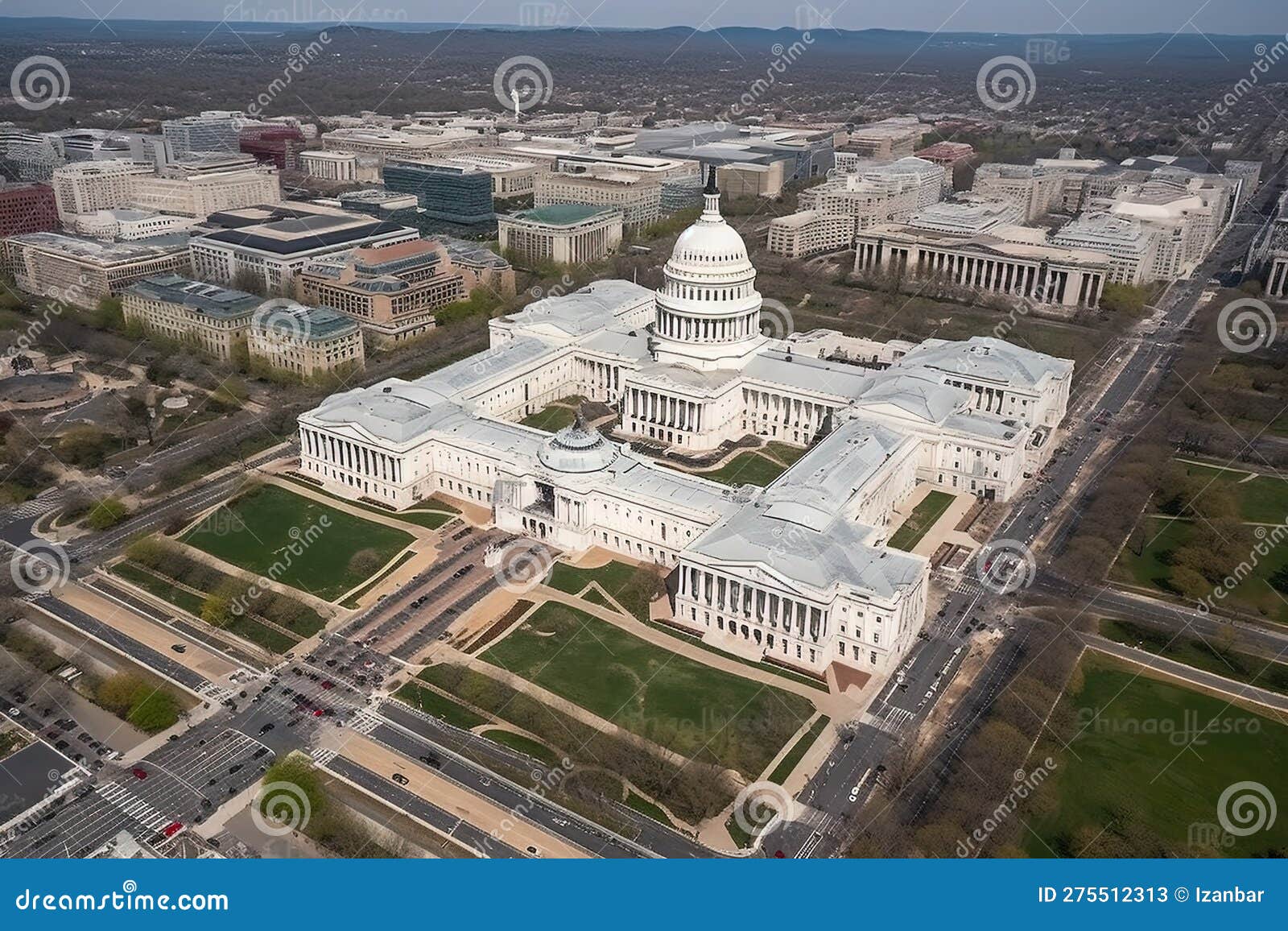 Aerial View of Washington Capitol Dc Illustration Generative Ai Stock ...
