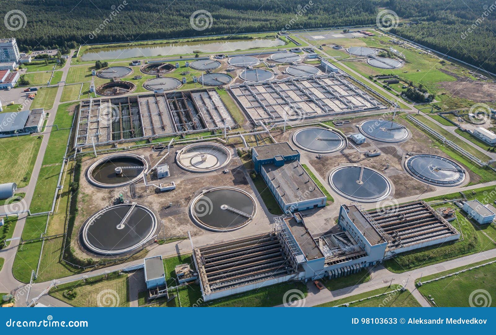 Aerial View of Water Treatment Facility Stock Image - Image of ...
