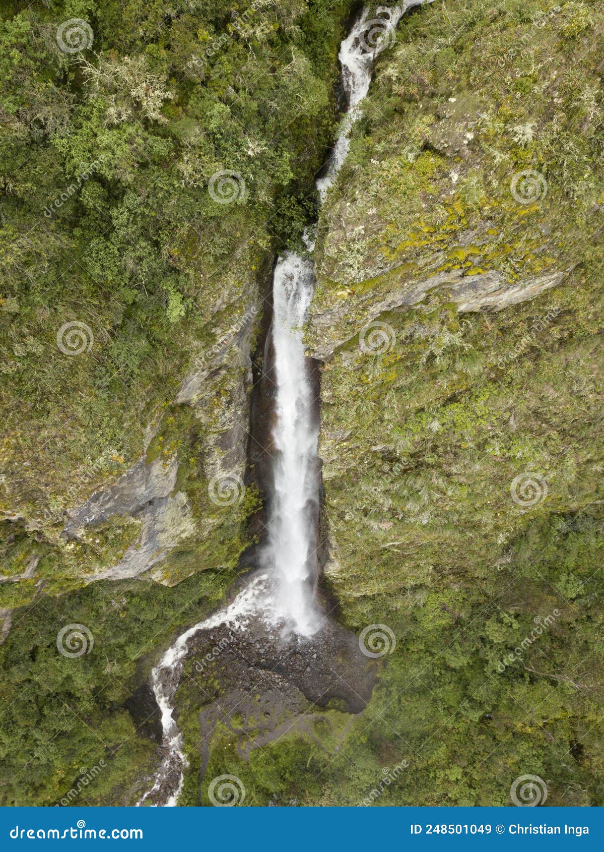 Aerial View of a Waterfall in the Peruvian Andes. Stock Image - Image ...