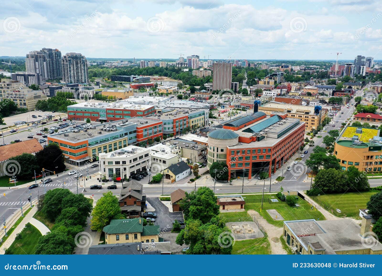 Aerial View of Waterloo, Ontario, Canada Downtown Stock Photo - Image ...