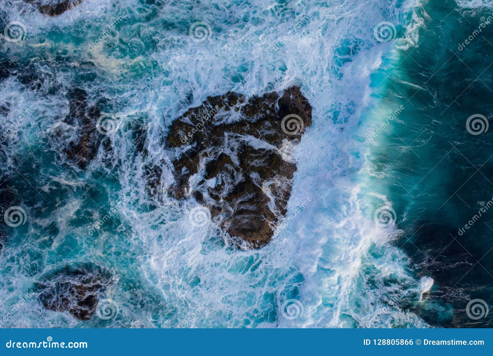 Aerial View of Waves Crashing on Rocks Stock Photo - Image of splash ...