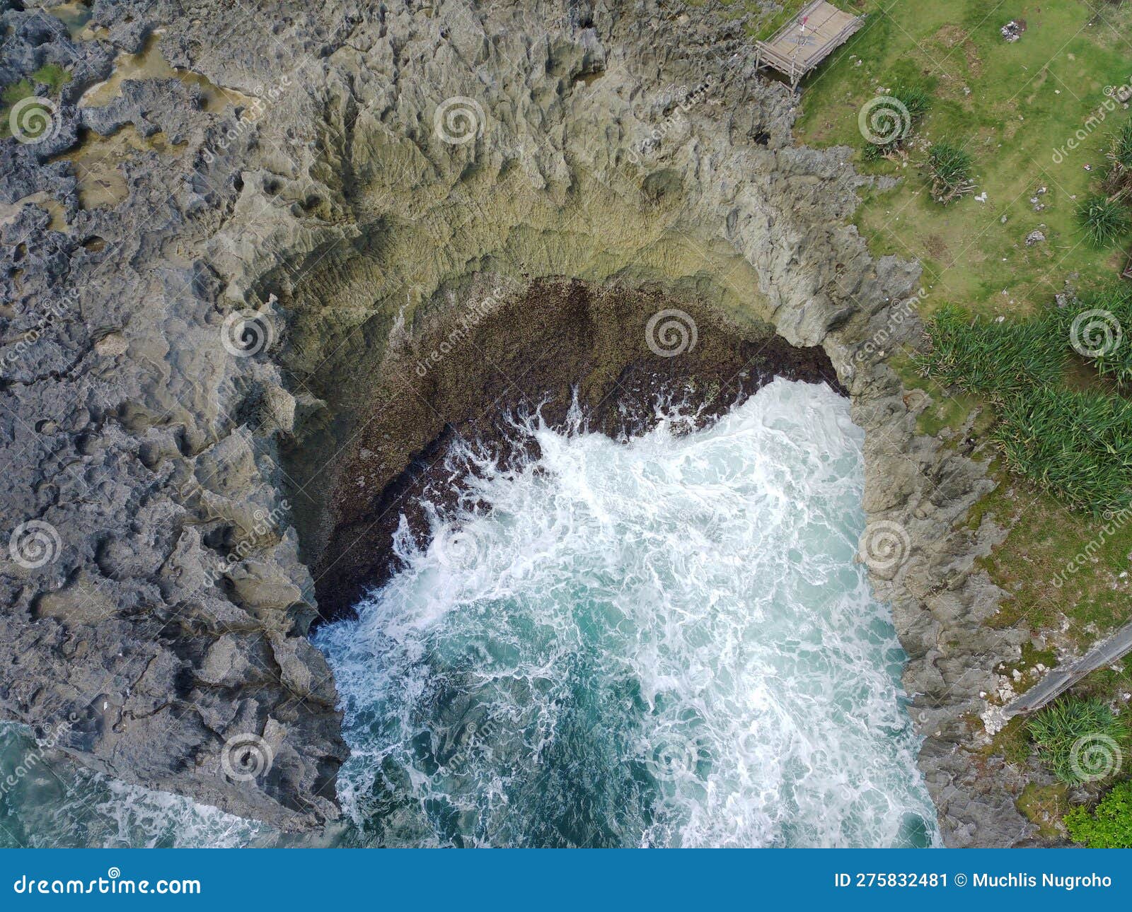 Aerial View Of The Waves Hitting The Coastal Reefs Stock Image Image
