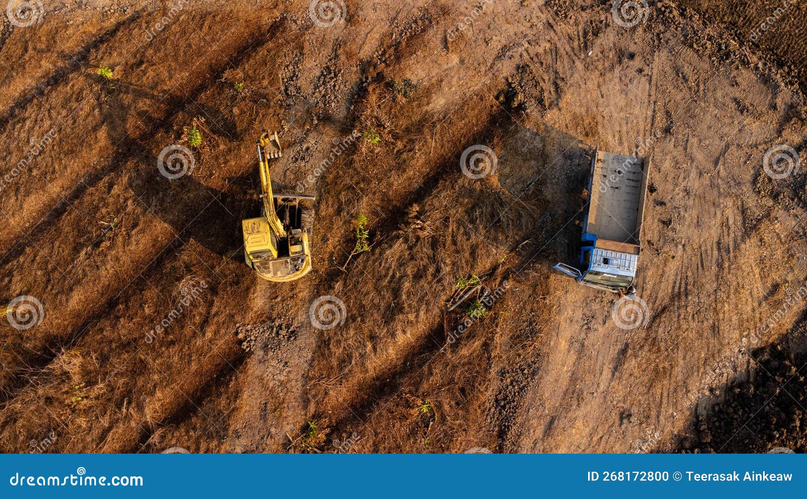 Aerial View of a Wheel Loader Excavator with a Backhoe Loading Sand ...