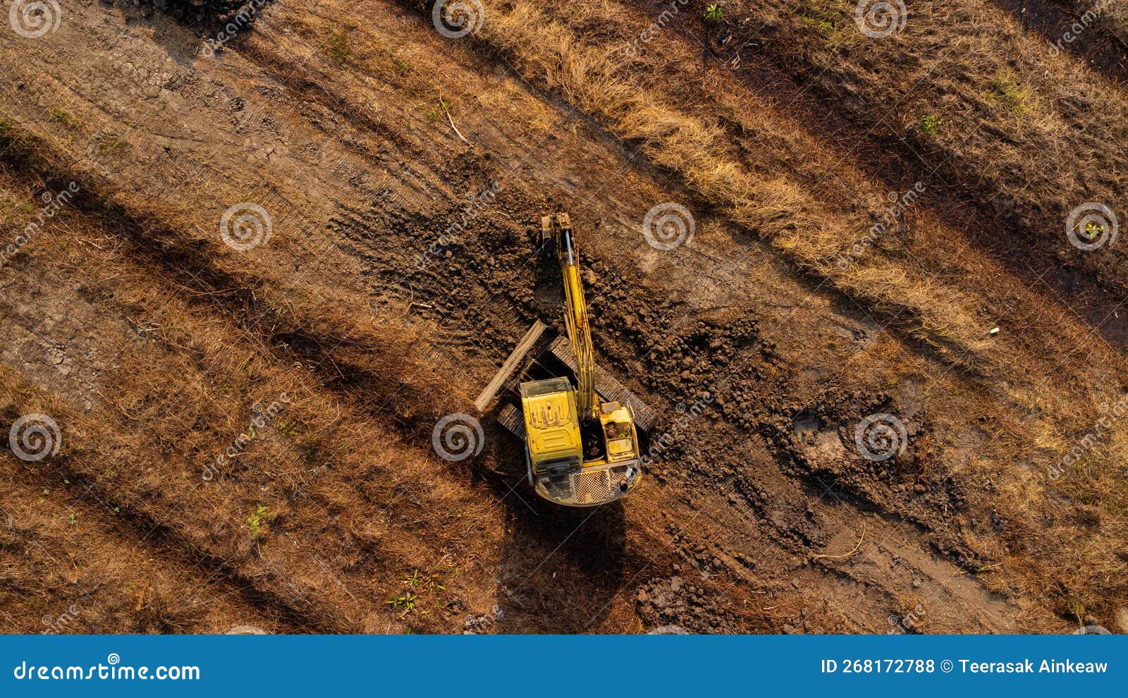 Aerial View of Wheel Loader Excavator with Backhoe Unloading Sand in ...