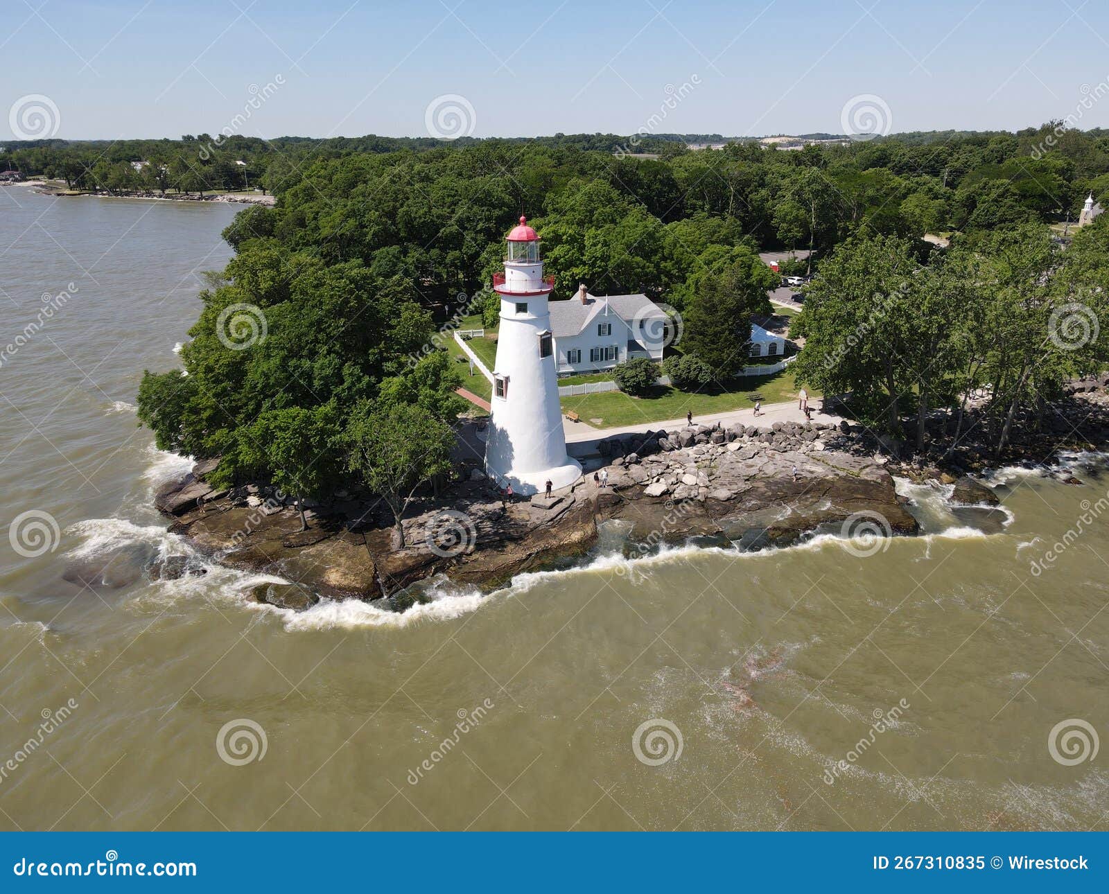 Aerial View of a White Lighthouse Stock Image - Image of cloud, ocean ...