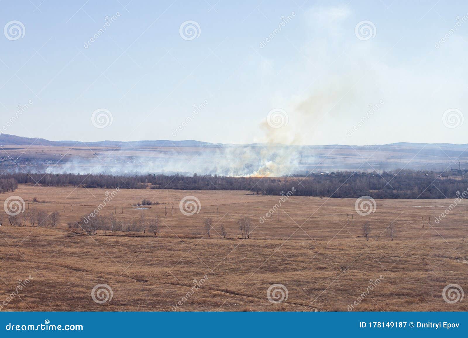 Aerial View of Wildfire and Smoke in the Sky Stock Image - Image of ...